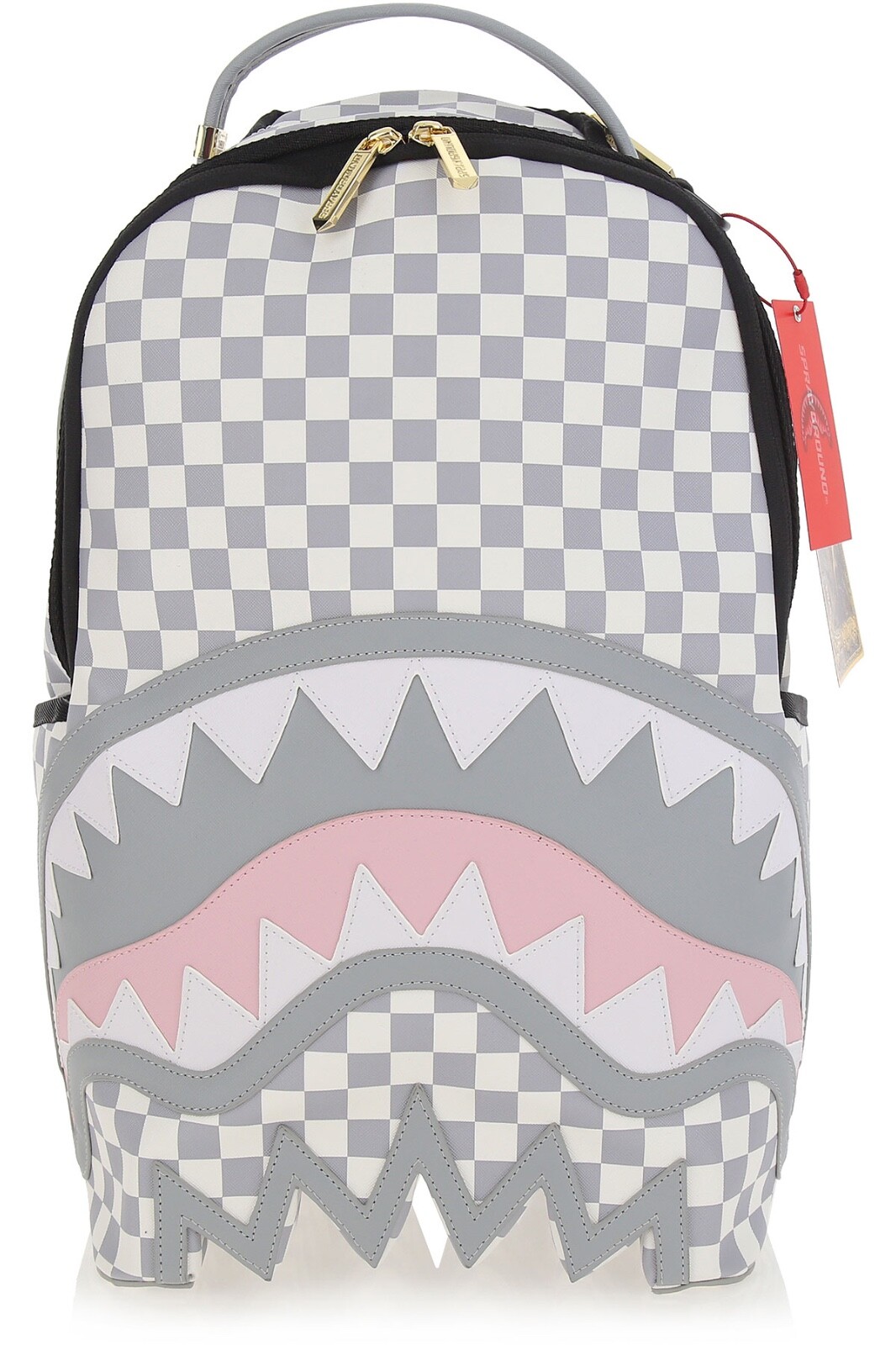 Sprayground Grey Checkered Shark Bite Books Bag School Monogram Henny ...