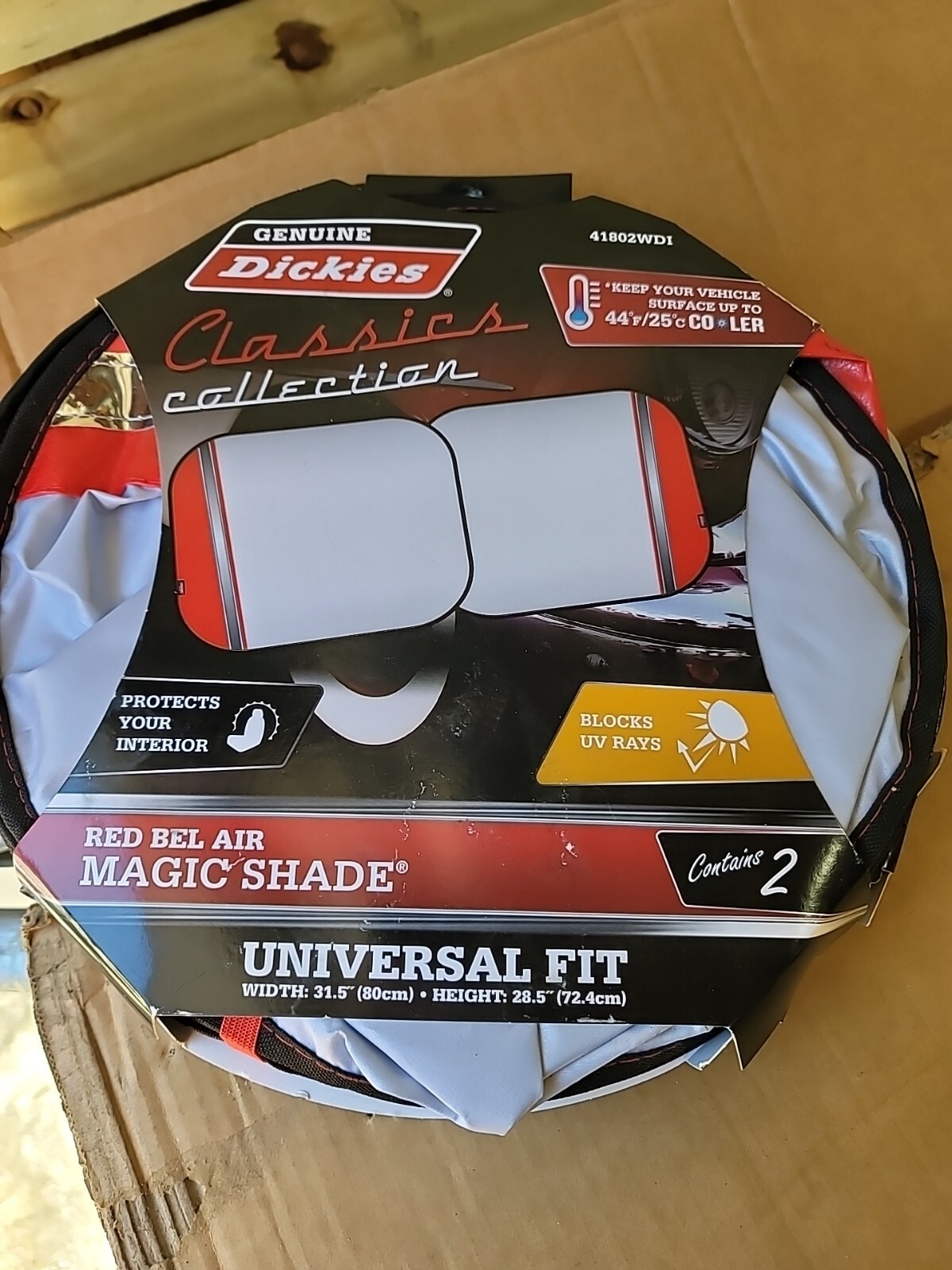 SUNSHADE GENUINE DICKIES RED BEL AIR MAGIC SHADE UNIVERSAL FIT 2 PC Car ...