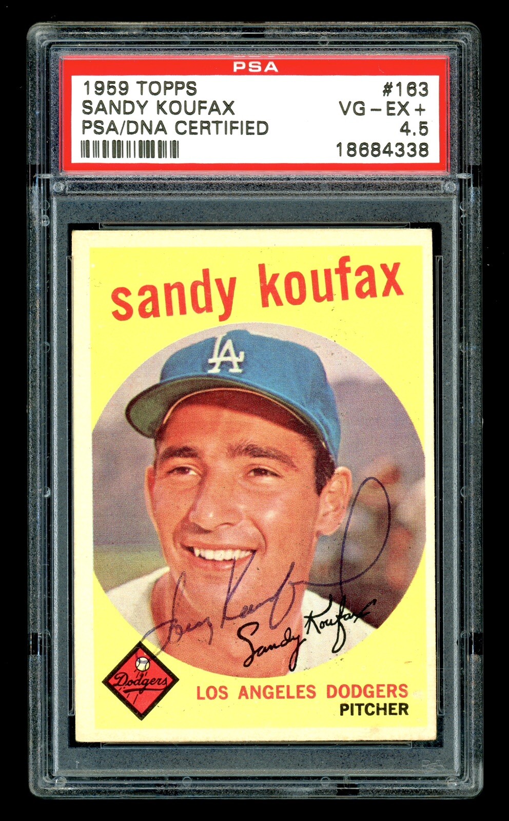 1959 Topps SANDY KOUFAX #163 BALLPOINT PEN Autograph Auto PSA 4.5 VG ...