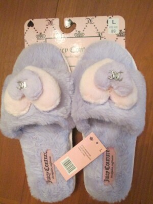 JUICY COUTURE furry slippers, HIYA mule puffy hearts, lilac pink, L ...