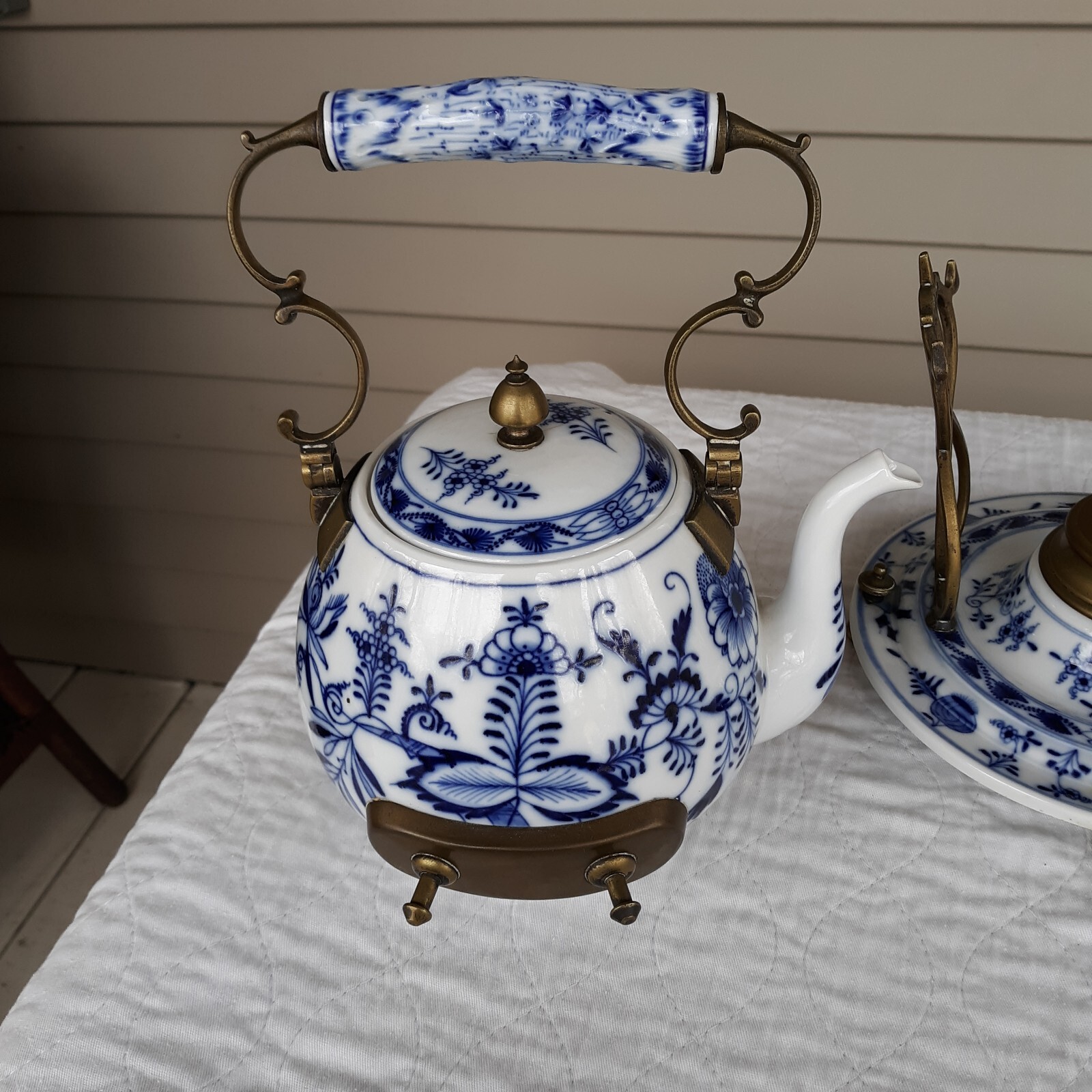 Antique Meissen Blue Onion China Teapot Porcelain Germany with Stand ...