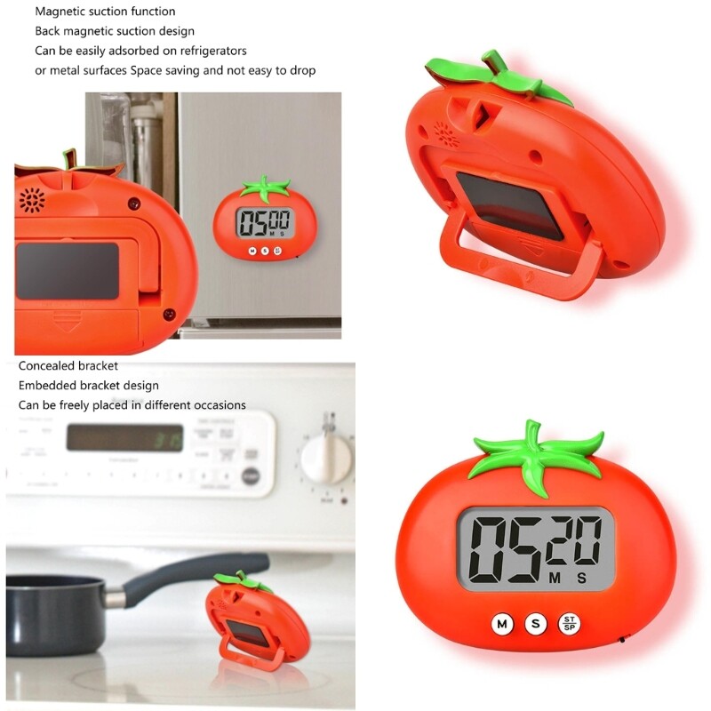 Pocket Size Tomato Shaped Digital Kitchen Timer Perfect for Kitchen Gym ...
