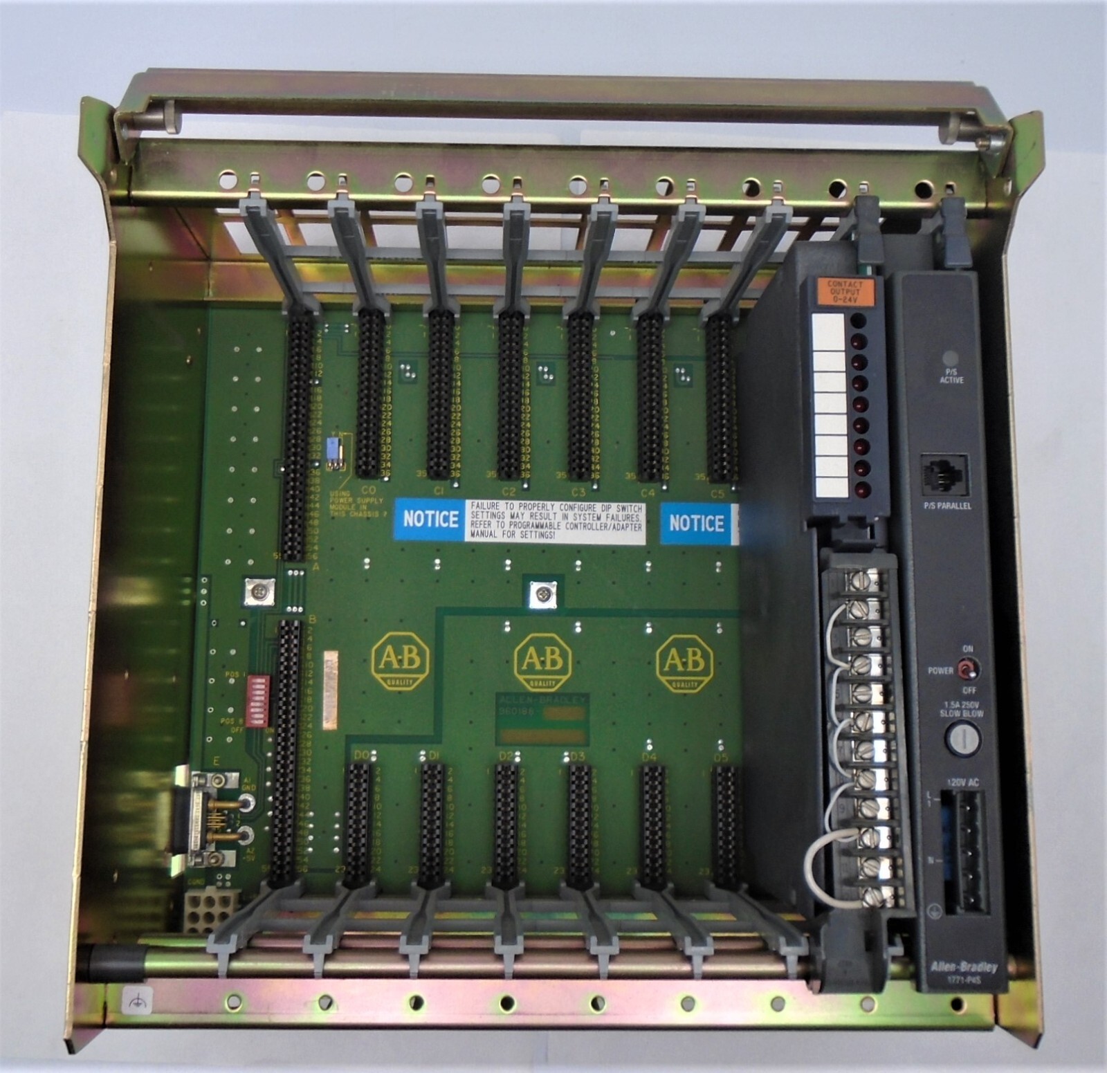Allen Bradley 1771-A2B Chassis 8 Slot I / O Chassis W/ 1771-P4S & More ...
