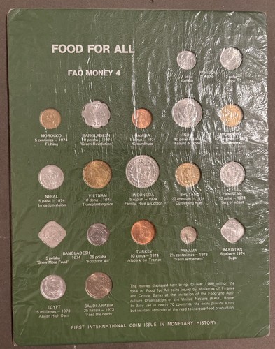 FAO Money Panel 4 Green 19 coins Food Agriculture UN, World Coins F.A.O ...