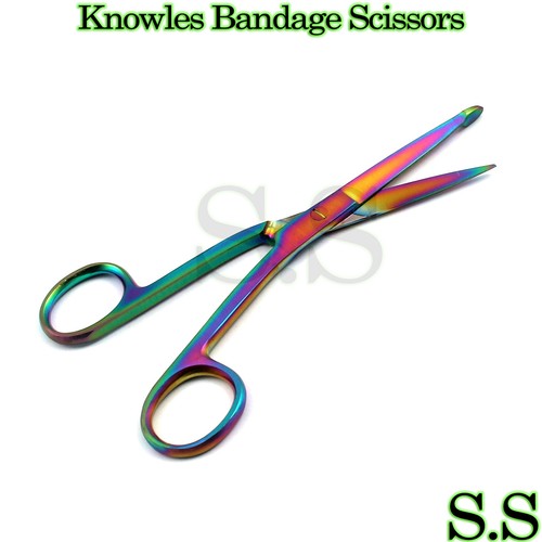 Knowles Bandage Scissors 5.5" Angled Multi Titanium Color Rainbow | eBay