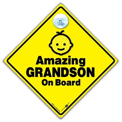 Amazing Grandson On Board Sign, Grandchild Car Sign, Baby On Board Sign ...