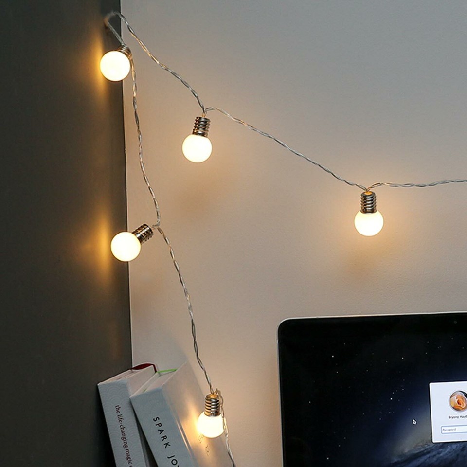 1.5m Mini Festoon Style Battery LED Clear Cable Bedroom Fairy String ...