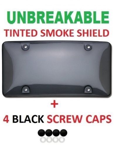 Unbreakable Tinted Smoke License Plate Tag Holder Frame Bumper Shield ...