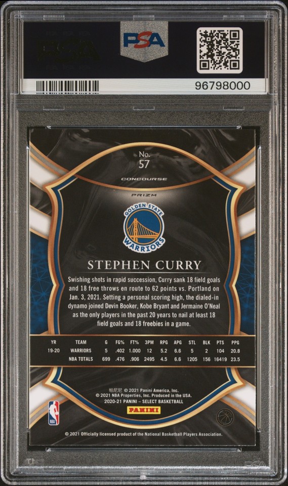 2020 PANINI SELECT RED/WHITE/ORANGE FLASH #57 STEPHEN CURRY PSA 10 | eBay
