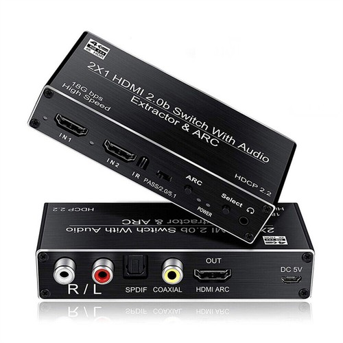 2x1 HDMI Audio Extractor Switch Adapter 4K HDMI ARC Audio Switcher ...