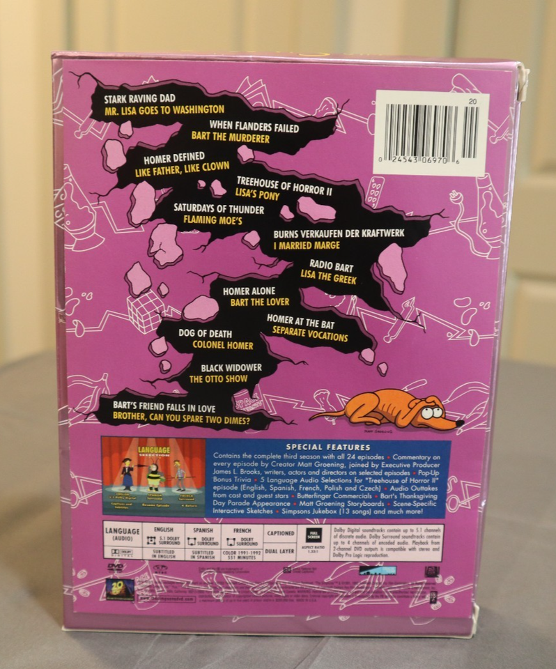 The Simpsons: The Complete Third Season DVD 4-Disc Set 2003 Collector’s ...
