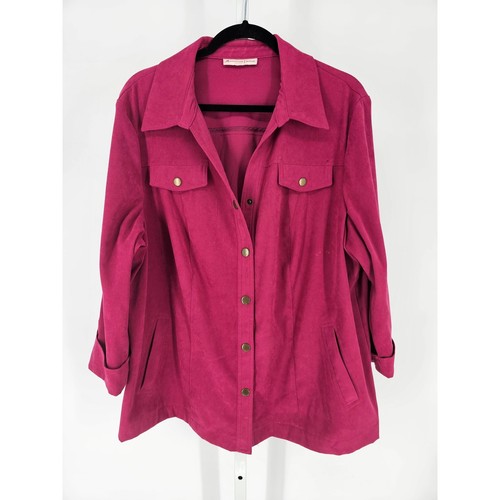 JM Collection Women's Pink Long Sleeve Button Down Collared Shirt Size ...
