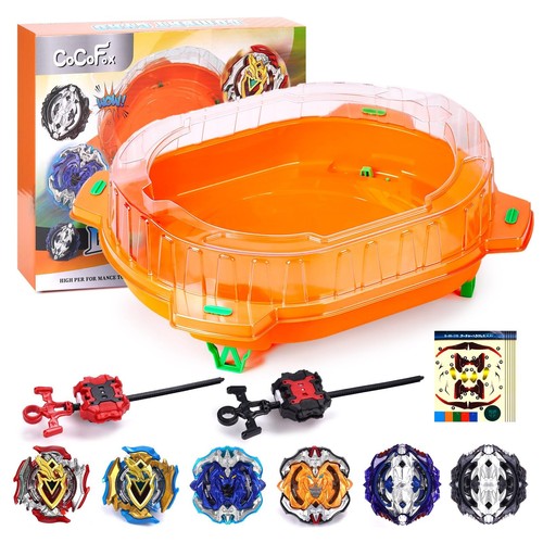 Battling Top Burst Toy Set, 6 Battling Tops 2 Launchers and 1 Stadium ...