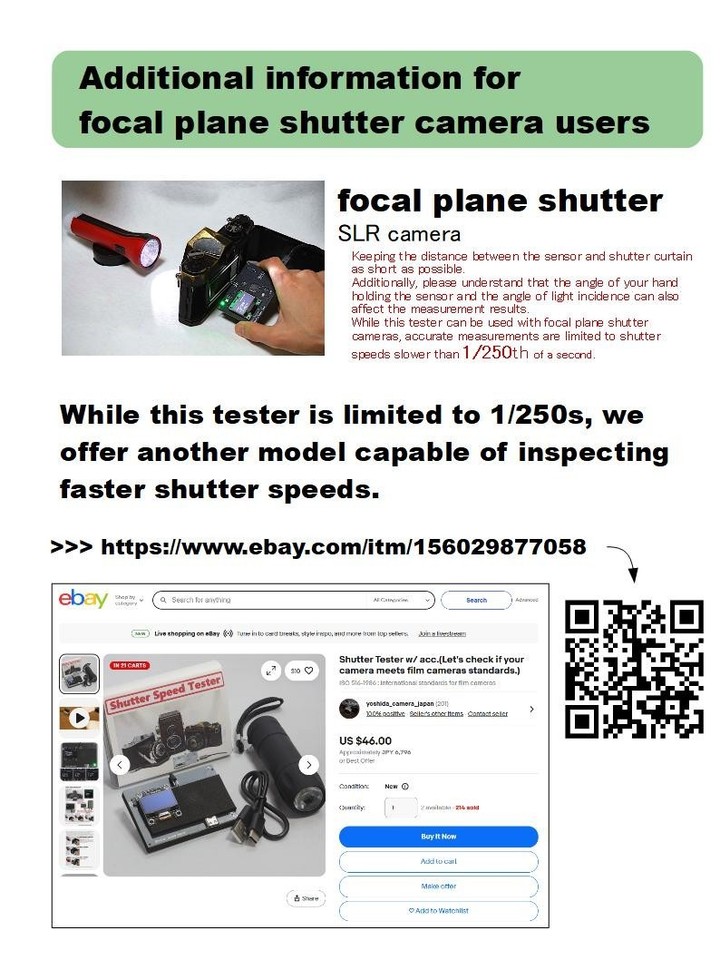 Shutter Speed Tester for Leaf shutters, Lens shutters All-in-one-Kit w ...