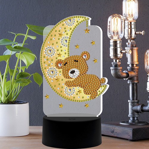 DIY Diamond Painting LED Light Moon Bear Embroidery Night Lamp ...