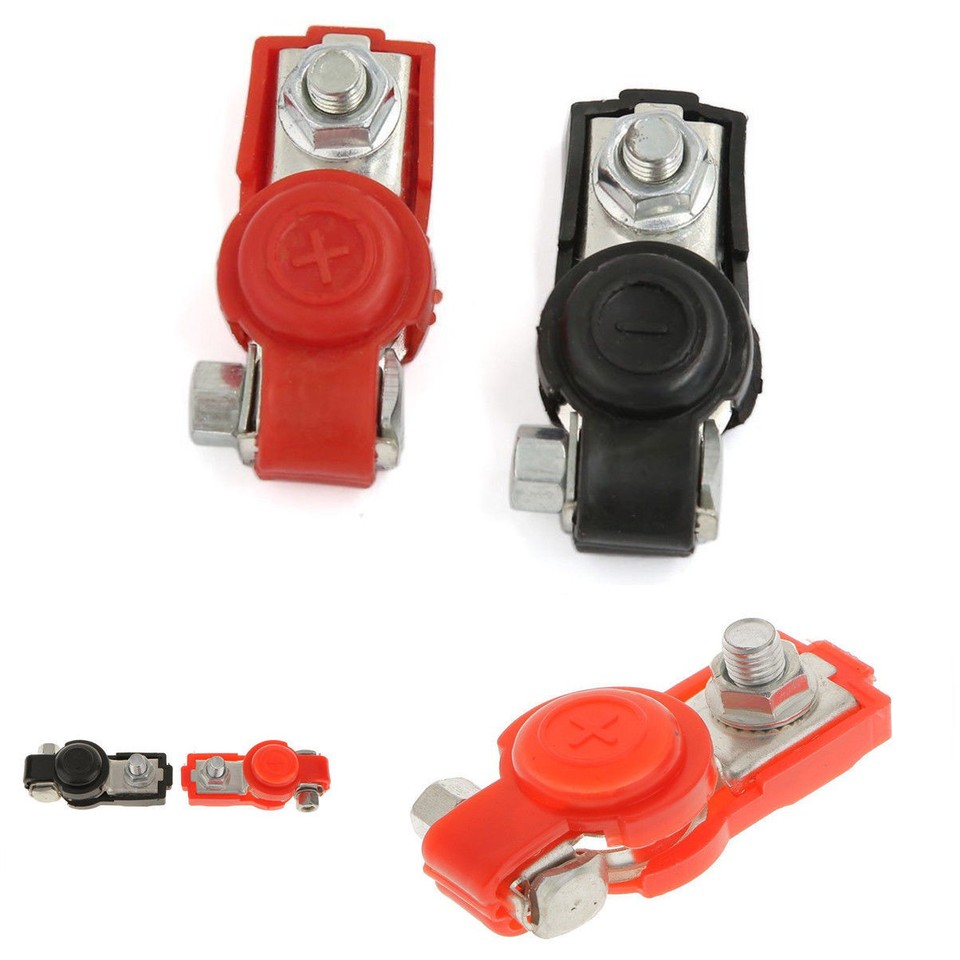 2X Brass Positive Negative Car Battery Terminal Clamp Clips Connector ...