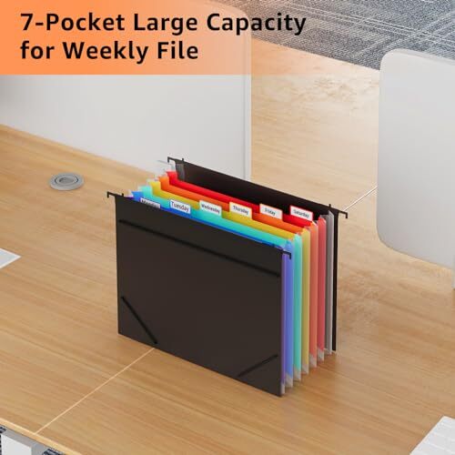 Plastic Expanding Hanging File Folders, 7 Accordian Pockets Letter Size ...