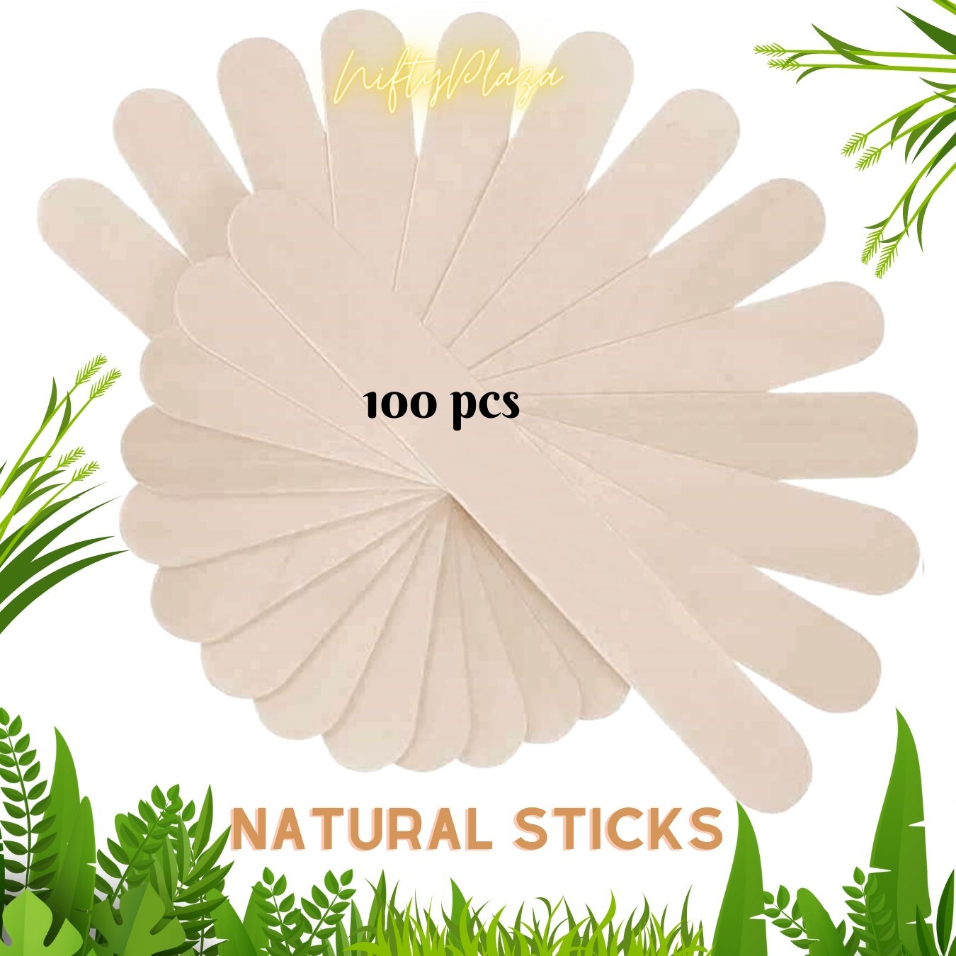 NiftyPlaza 100 Pcs Jumbo Craft Sticks Natural Wood Building Mixing ...