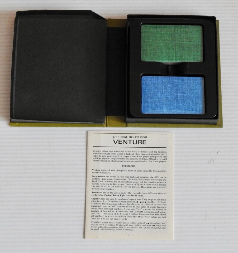 1970 VENTURE Finance Game - SEALED CARDS 3M Gamette Mini-Bookshelf ...