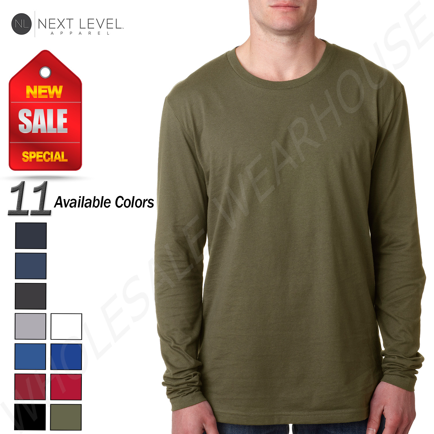 NEW Next Level Men's Premium Fitted Long Sleeve Crew Neck T-Shirt M ...