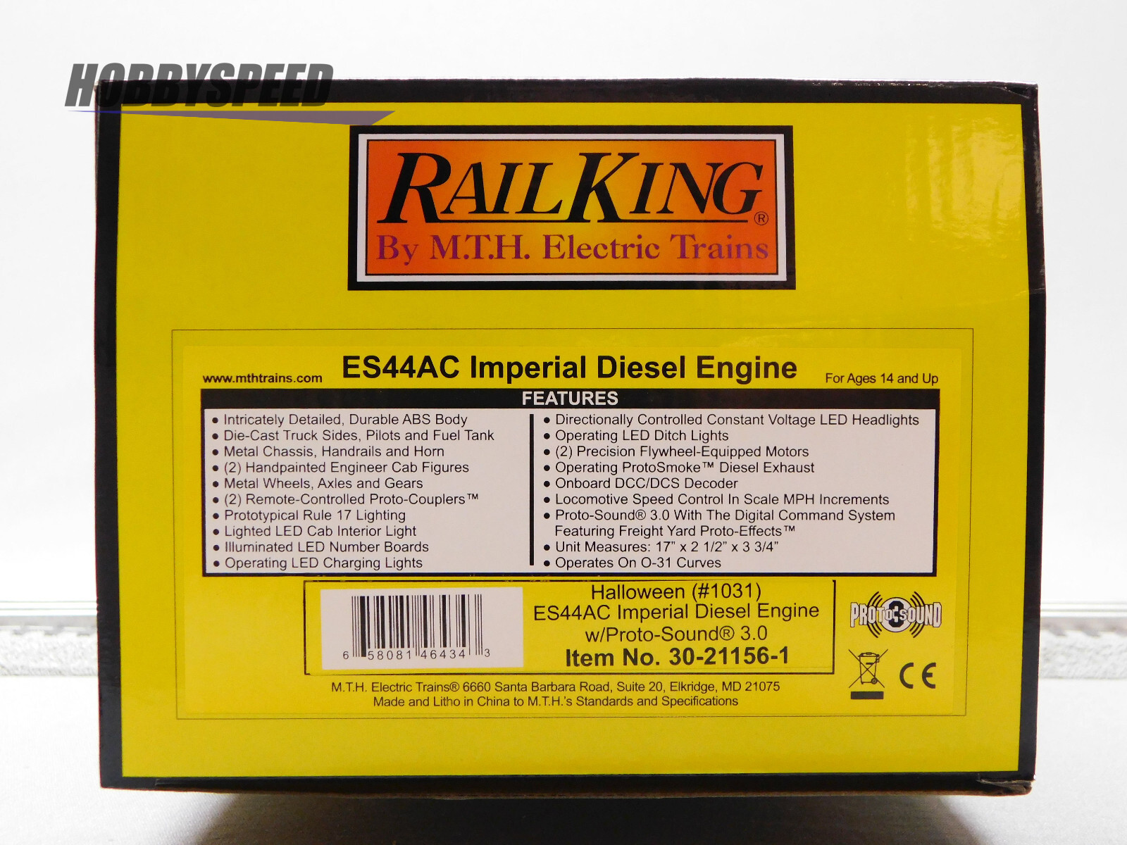 MTH RAILKING HALLOWEEN ES44AC IMPERIAL DIESEL ENGINE 1031 O GAUGE 30 ...
