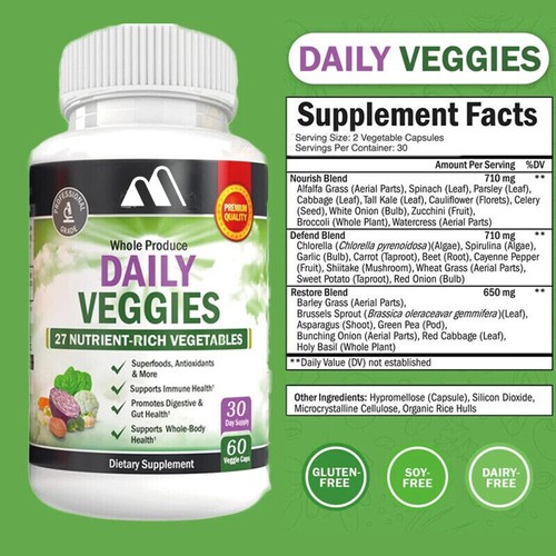 Multivitamin and Mineral Vegetarian Capsules 47 Whole Foods Vegetables ...