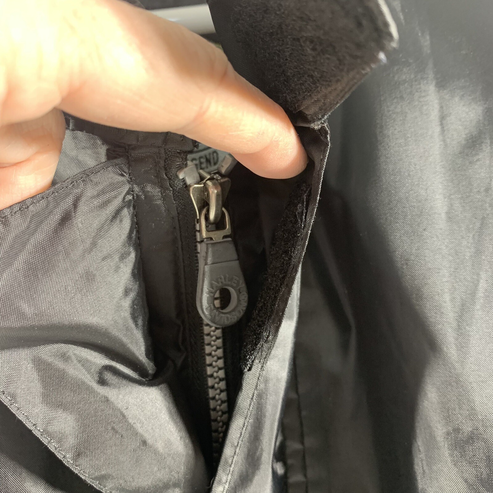 Harley Davidson Biker Jacket Black Nylon Zip Hook Loo… - Gem