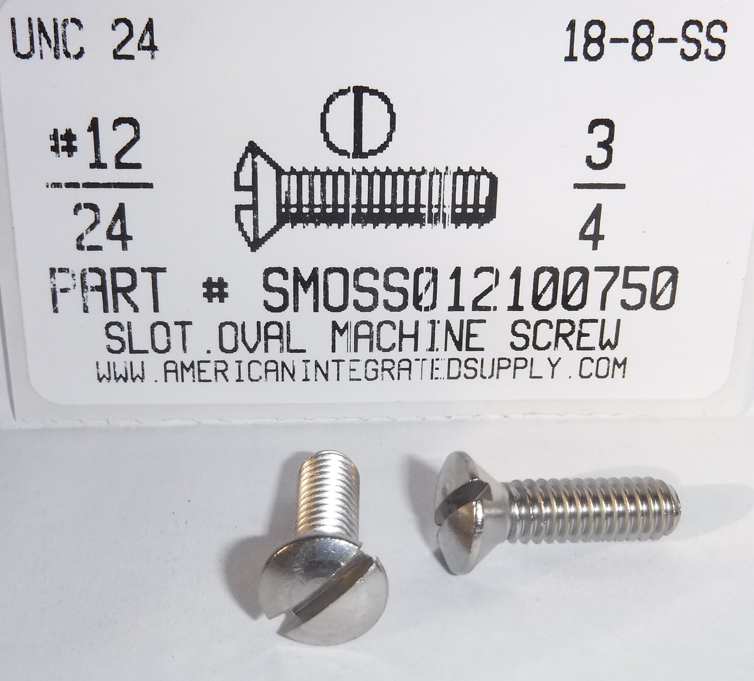#12-24x3/4 Oval Head Slotted Machine Screws Stainless Steel (10) | eBay