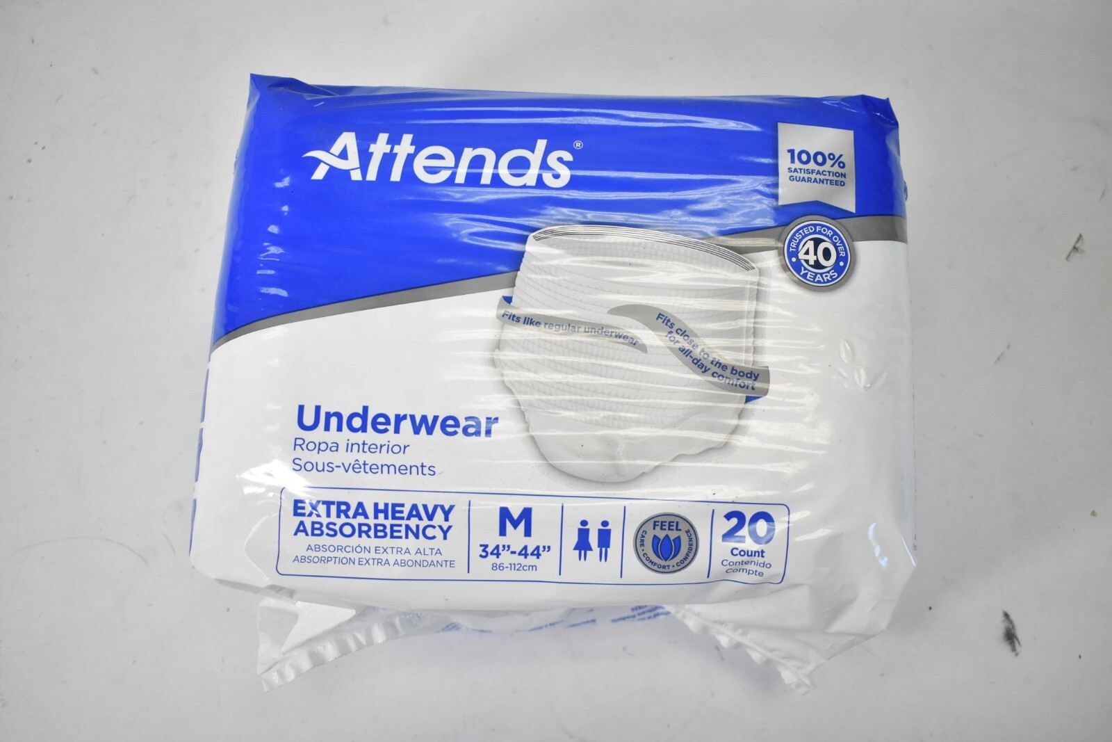 Lot of 20 Attends Disposable Underwear Medium Size 34" To 44" Extra ...