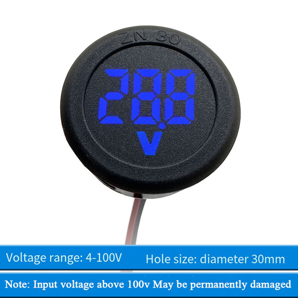 Car Voltmeter DC 4-100V LED Digital Display Round Two Wire panel ...