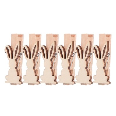 6 Pcs Paper Clips Small Craft Wooden Bunny Ear Photo Holder Cloth ...