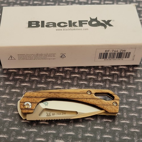 Black Fox Racli Knife Frame Lock Zebra Wood Handle 440 Stainless Steel ...