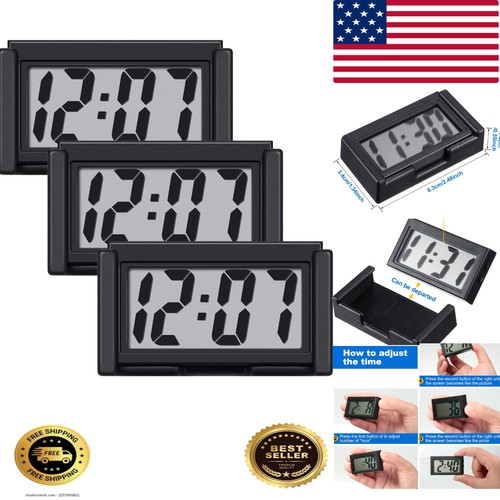 3 Pieces Mini Digital Clock Small Digital Clock Stick on Battery ...