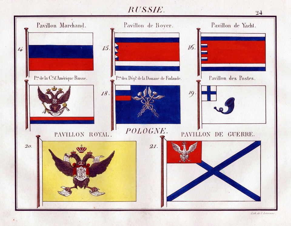 Russia Poland Flag Naval Maritime Litho 1820 | eBay