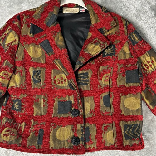 Vintage Painted Pony Tapestry Jacket sz Med Geometric Mod Artsy Blazer ...