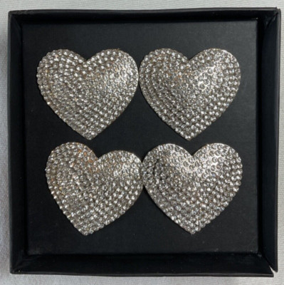 TAHARI NAPKIN RINGS (4) HEARTS RHINESTONES NIB | eBay