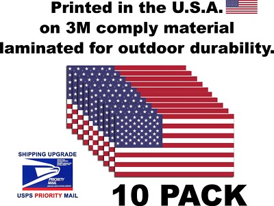 10 PACK 2X4 American USA Flag Vinyl Decal Bumper Sticker Car Truck ...