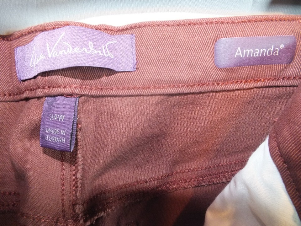 Gloria Vanderbilt Amanda Pants 24W Average Tapered Leg GV Tribute Wine ...