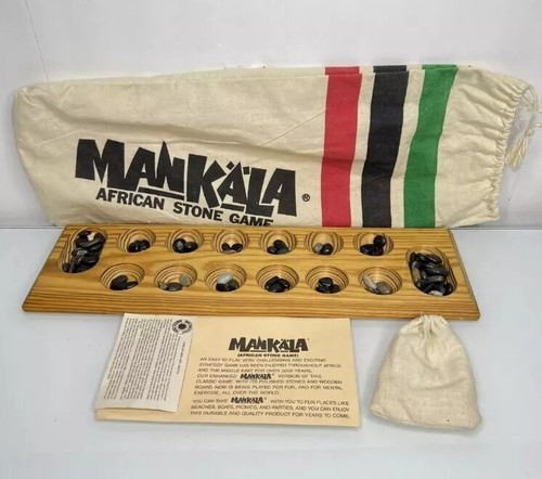 Rare VTG 1976 Mankala African Stone Game 93 Stones, Bag and ...