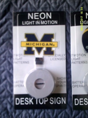 UNIVERSITY OF MICHIGAN WOLVERINES NEON LIGHT IN MOTION DESK TOP SIGN ...