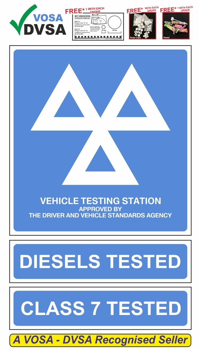 VOSA MOT SIGN + DIESELS & CLASS 7 TESTED | MOT SIGN | MOT SIGNS | MOT ...