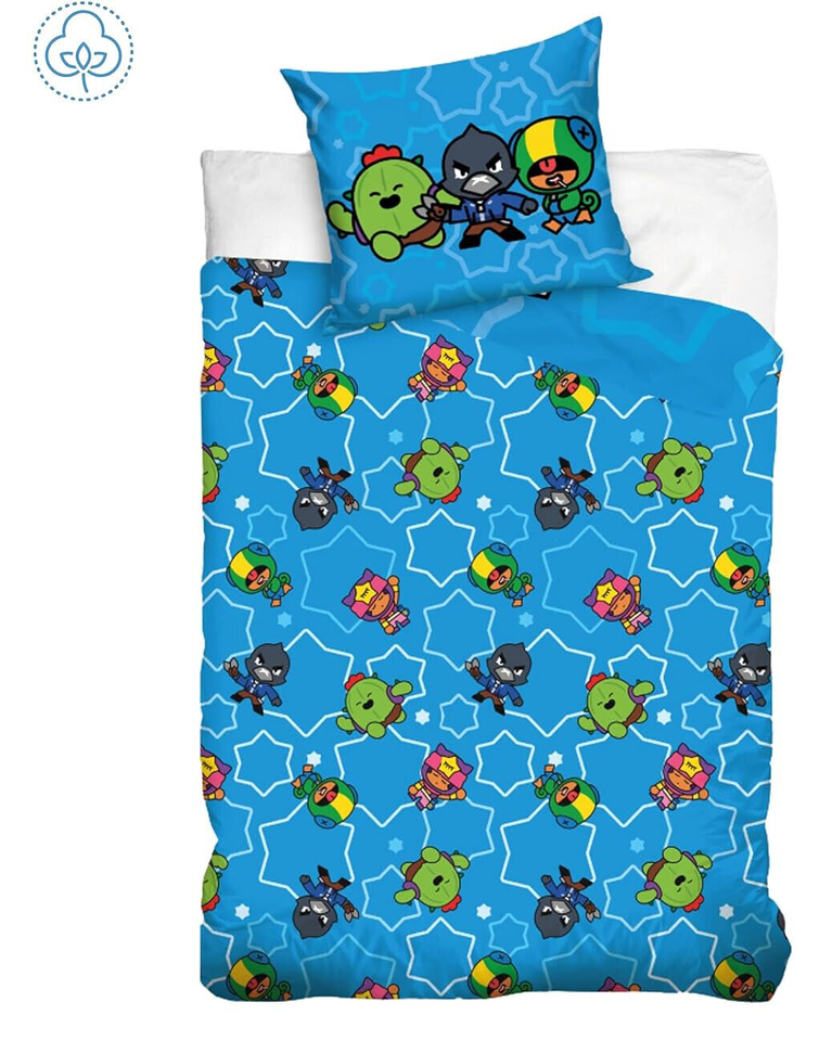 Duvet cover set BRAWL STARS 140×200 blue + 50x70cm 100% Cotton Bed ...