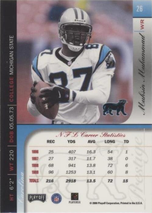 2000 Playoff Prestige Muhsin Muhammad #26 for sale | eBay