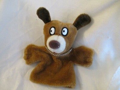 jle SCHOLASTIC PUPPET PLUSH VINTAGE ? brown tan dog with chain collar 9 ...