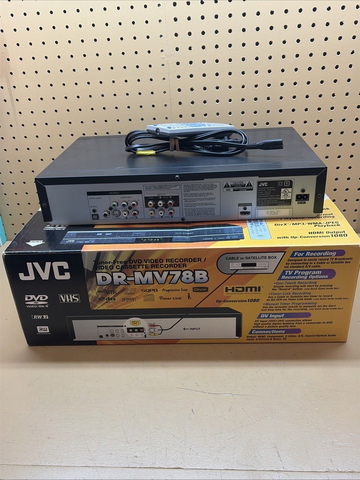 JVC DR-MV78BU Combo VCR DVD Recorder W HDMI Super Multi RAM W Box ...