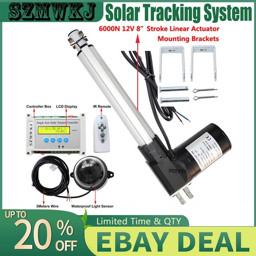Single Axis Solar Tracker Sun Tracking Kit-6000N 8'' Linear Actuator ...
