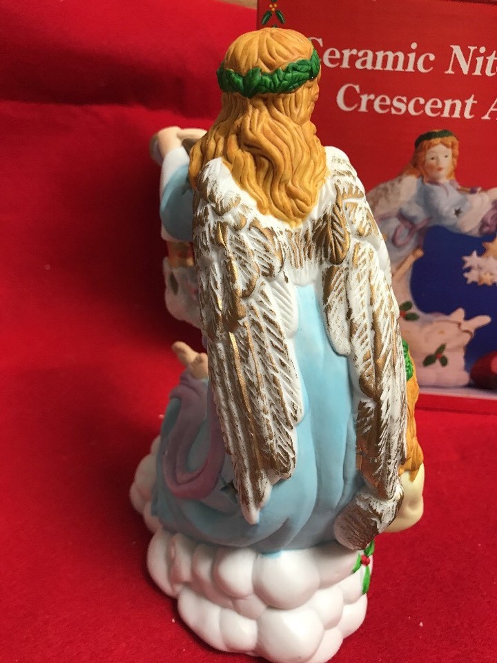 Glazed Ceramic Nite- Light Crescent Angel - New in box | eBay