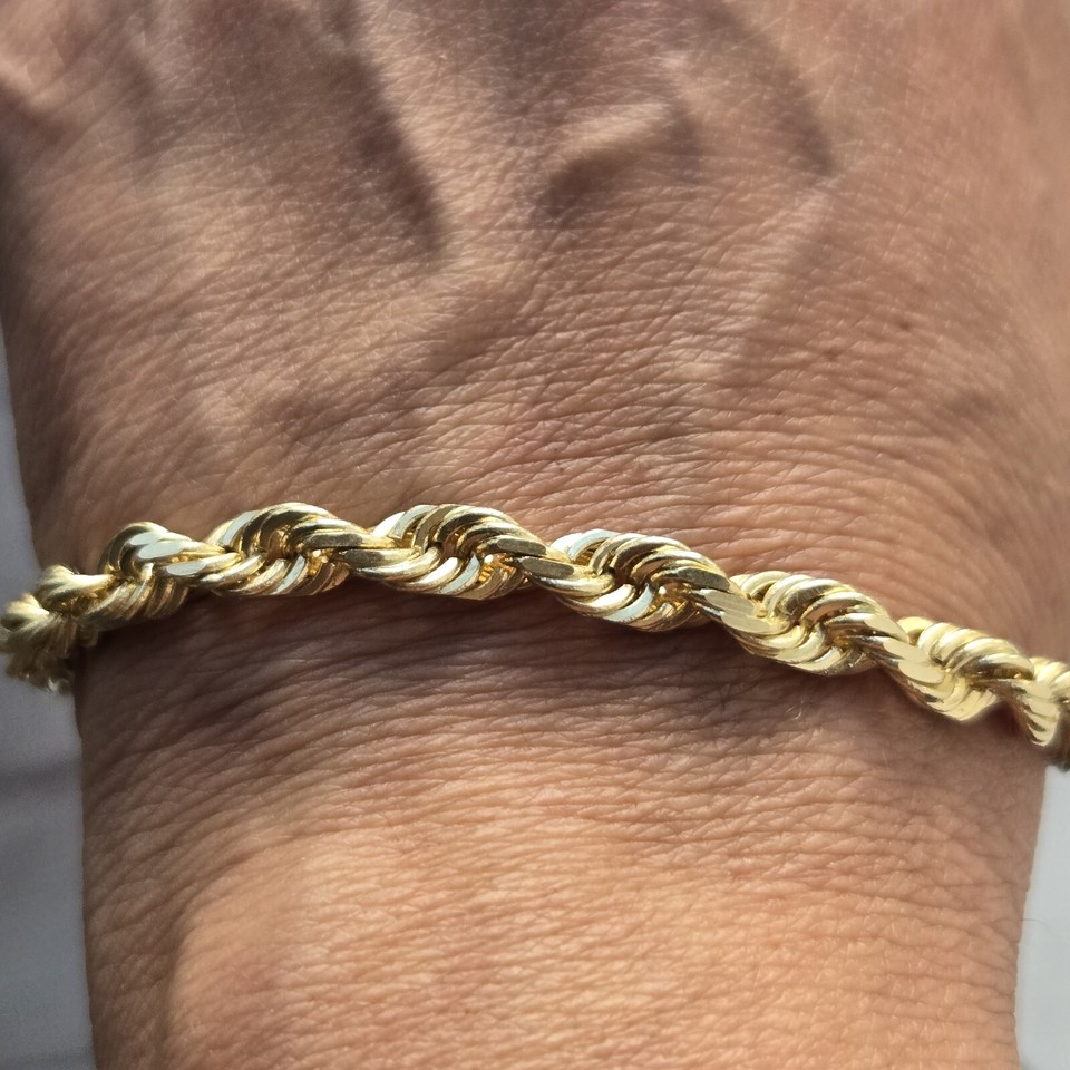 14k gold 5 Mm Solid Heavy Rope Bracelet 9 Inches Long | eBay