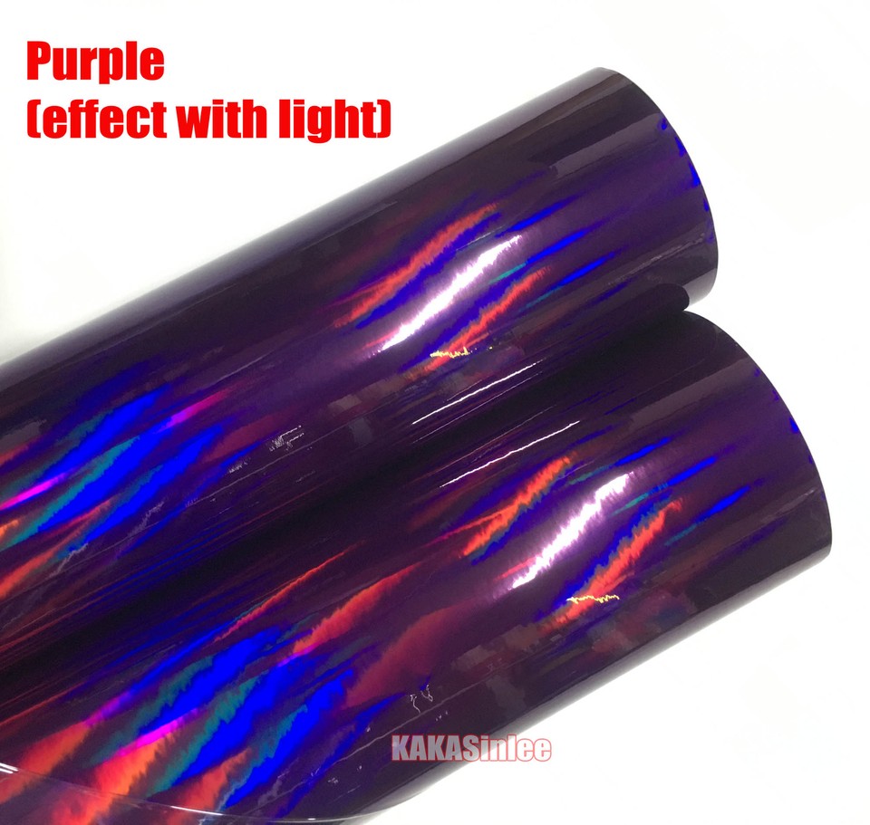 Purple Air Free Glossy Laser Chrome Chameleon Rainbow Car Vinyl Wrap ...