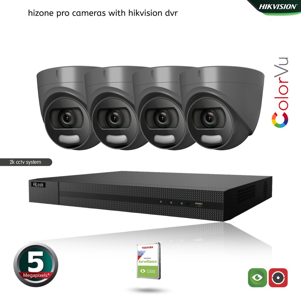 HIKVISION 5MP COLORVU CCTV SYSTEM 2K DVR OUTDOOR NIGHTVISION SECURITY ...